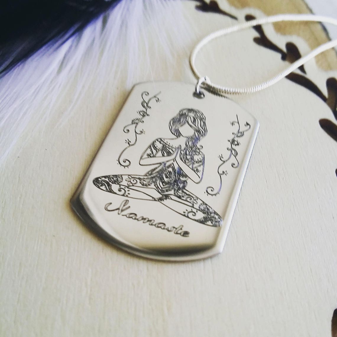 Namaste Necklace Yoga Jewelry Engraved Necklace - Etsy