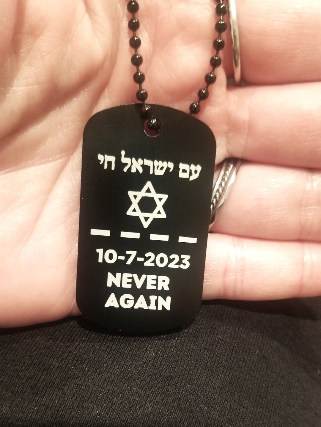 Am Israel Chai Military Tag Disc, Israeli Military Army Necklace in ...