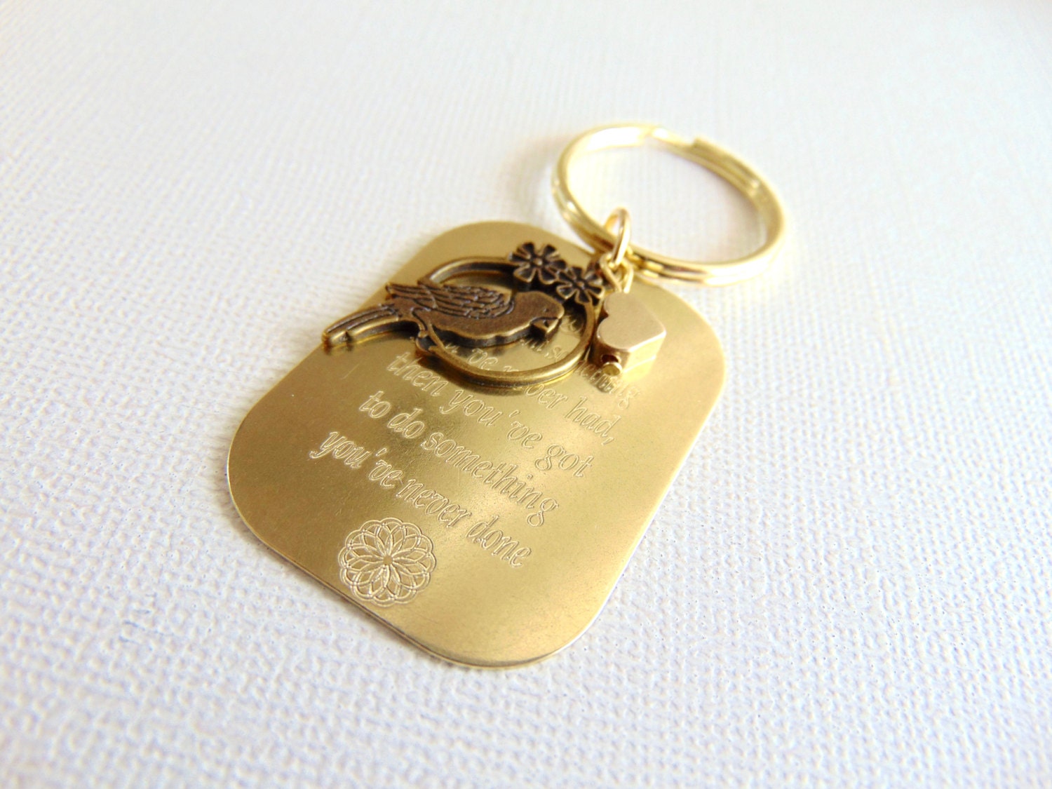 Custom Personalized Keychain, Hand Stamped Unique Key Ring, Message Key ...