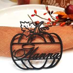 Personalized Pumpkin Name Card, Wood Place Card, Office Holiday Party ...