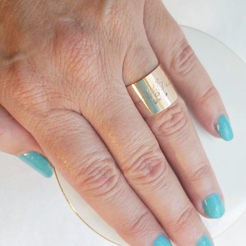 Custom Handwriting Tube Ring Engraved Rose Gold Ring Band | Etsy