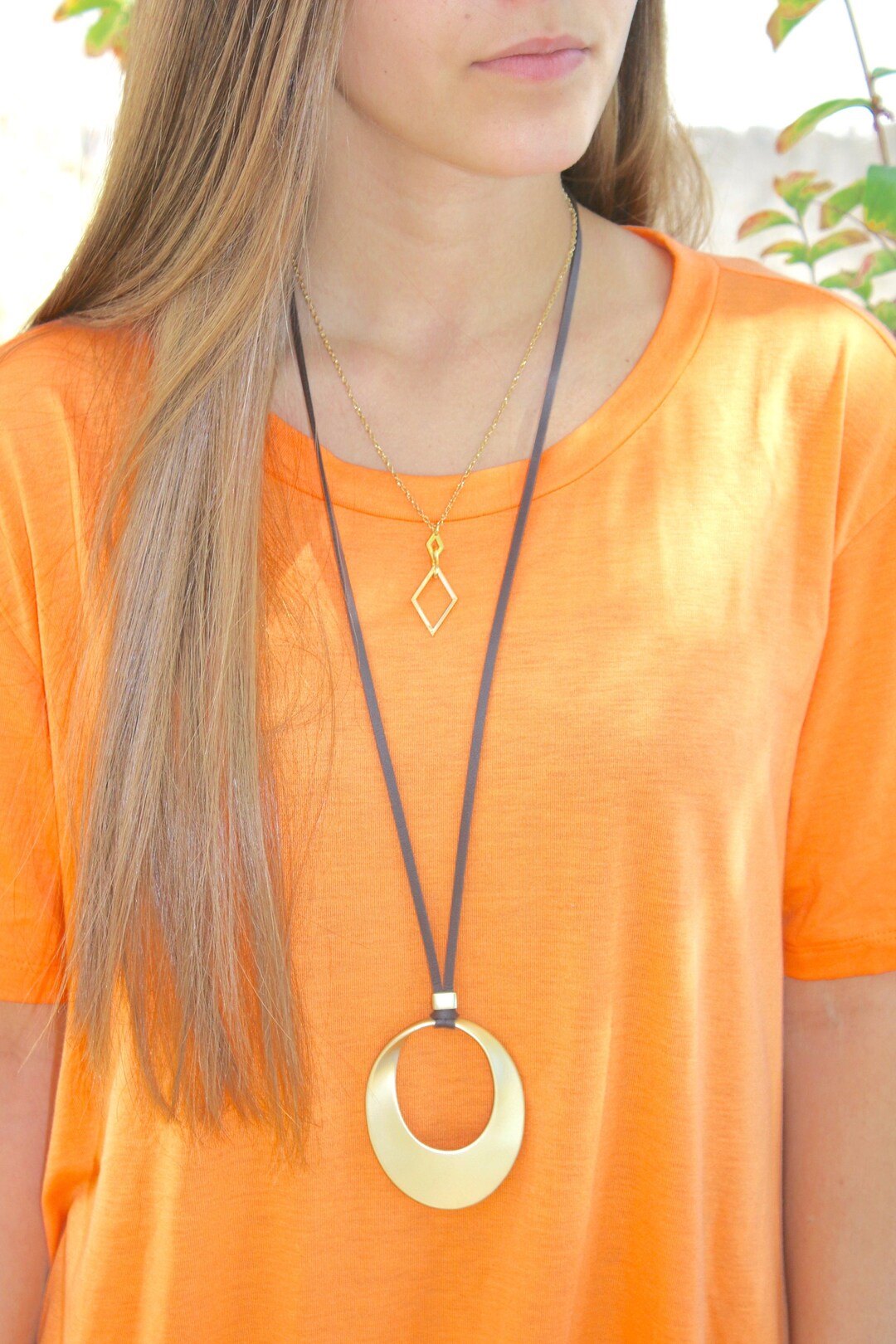 Diamond Shape Necklace, Rhombus Pendant Necklace, 16K Gold or Silver ...