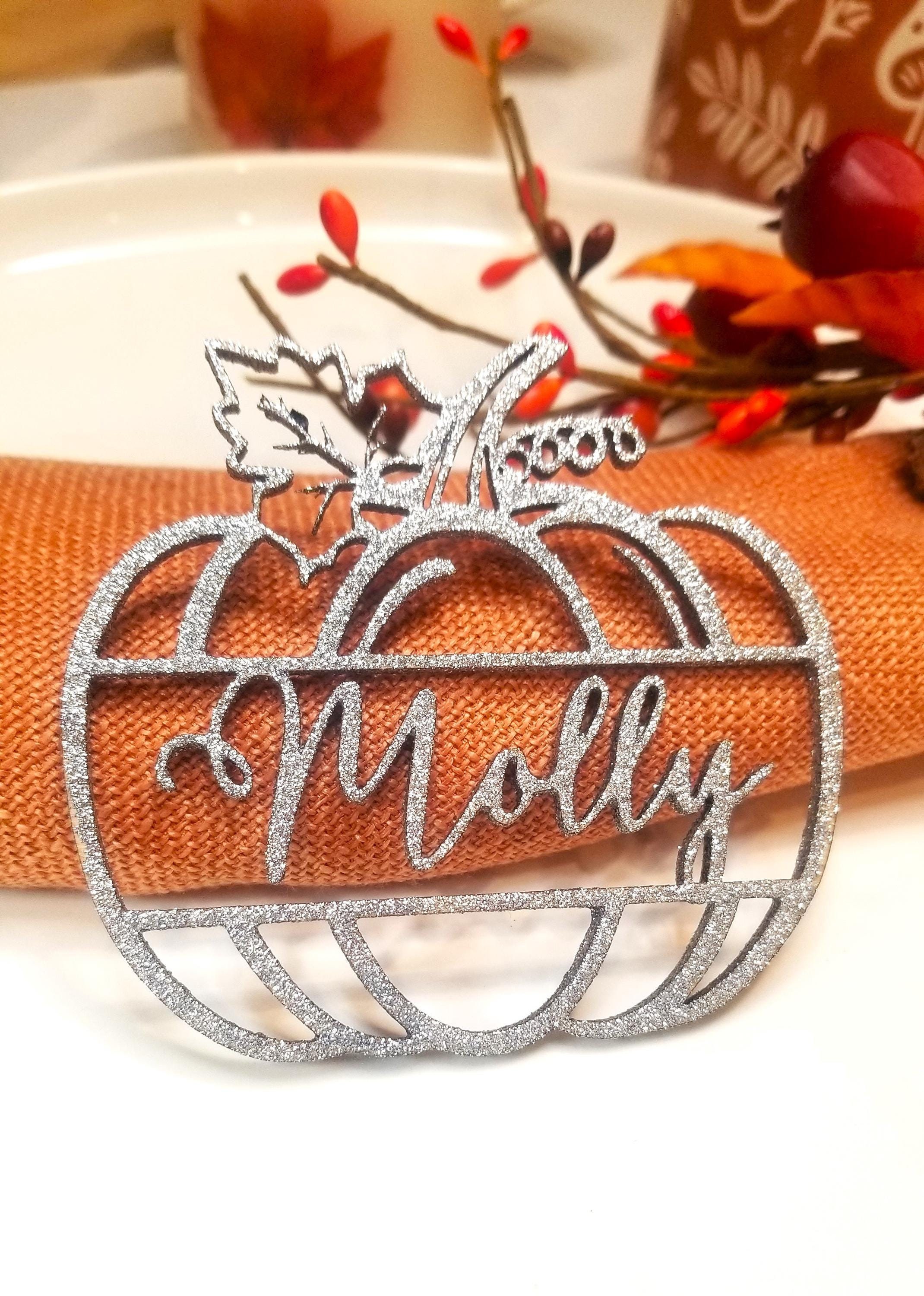 Personalized Pumpkin Name Card, Wood Place Card, Office Holiday Party ...