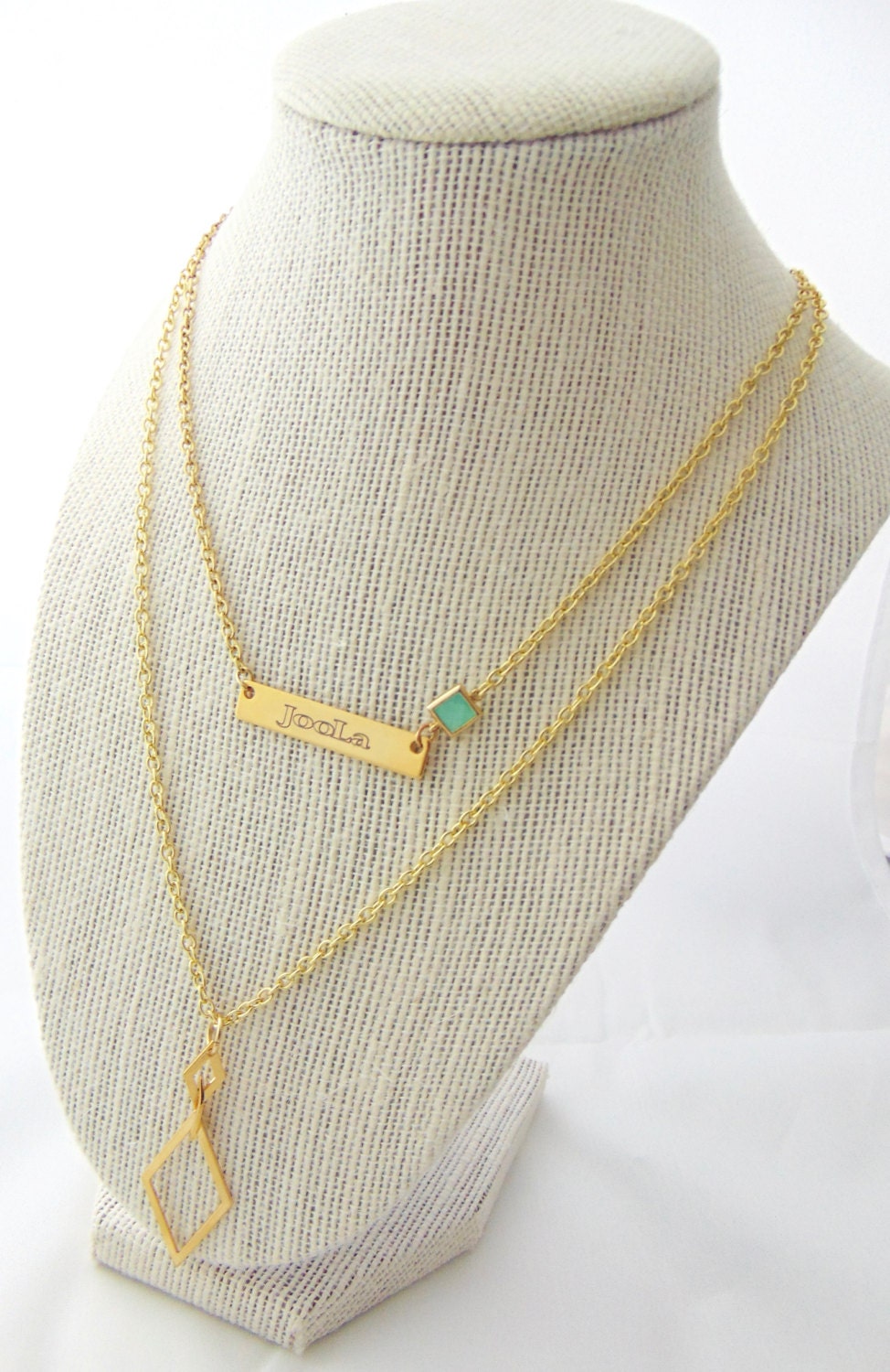 Diamond shape necklace Rhombus pendant necklace 16K gold or | Etsy