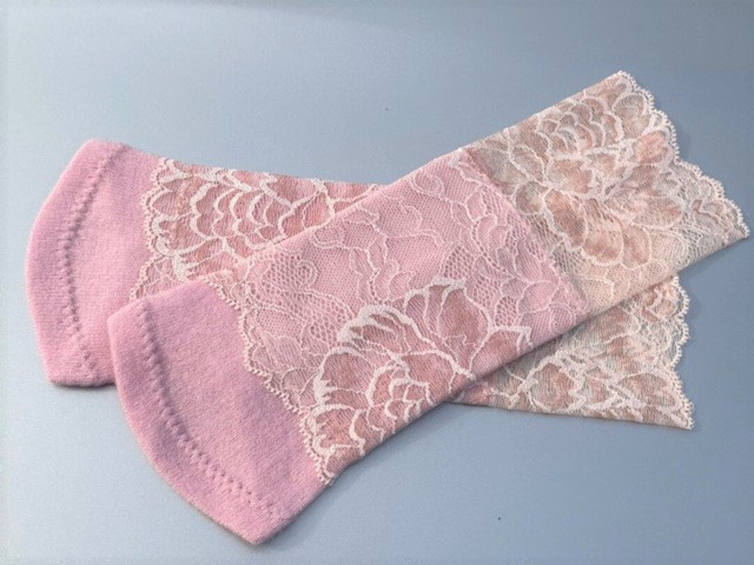 Stulpen weiche Wolle (Merinowolle) rosa auf Spitze, Armstulpen ...