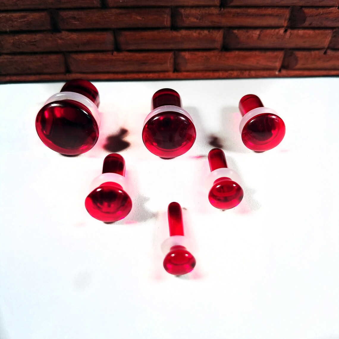 Glass Plugs Gauges Dark Rose/red Glass Plugs Single Flare - Etsy