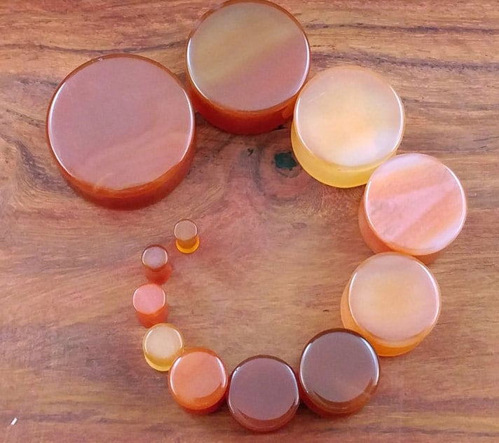 Stone Plugs Gauges Red Agate Stone Plugs Double Flare Body | Etsy