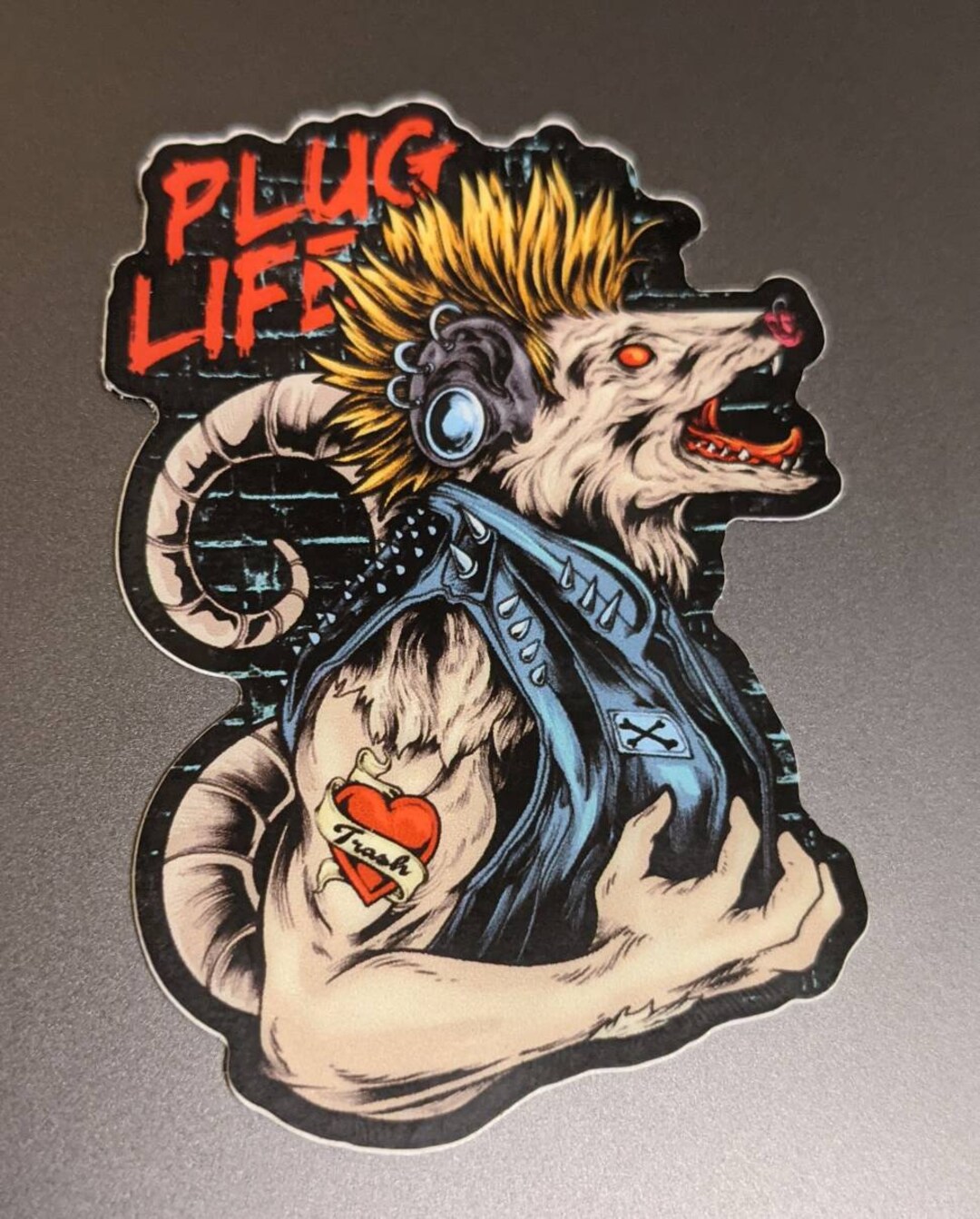 Punk Opossum Vinyl Sticker: Plug Life Tattoo Art (3" X 2") - Etsy
