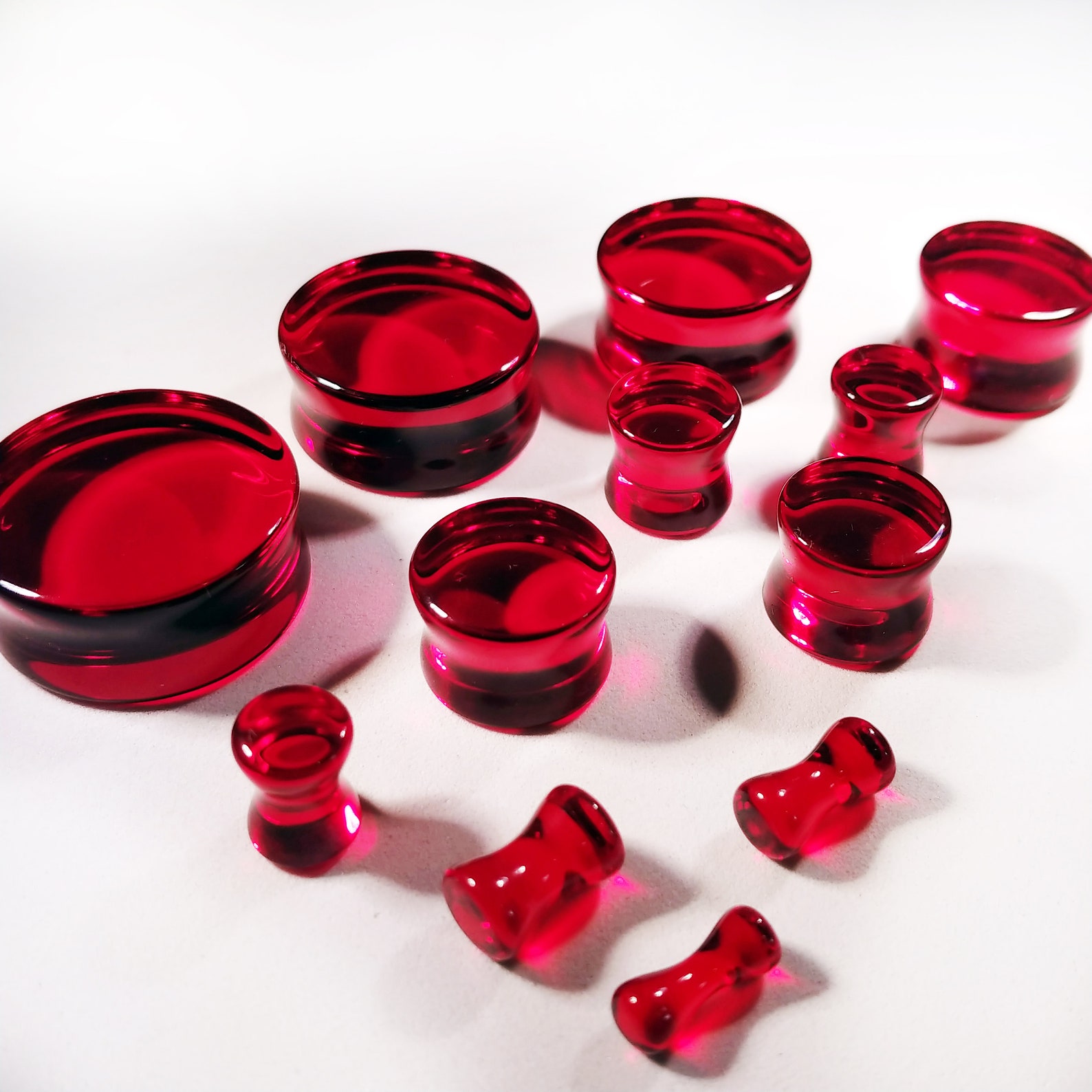 Glass Plugs Gauges Dark Rose/red Glass Plugs Double Flare - Etsy UK