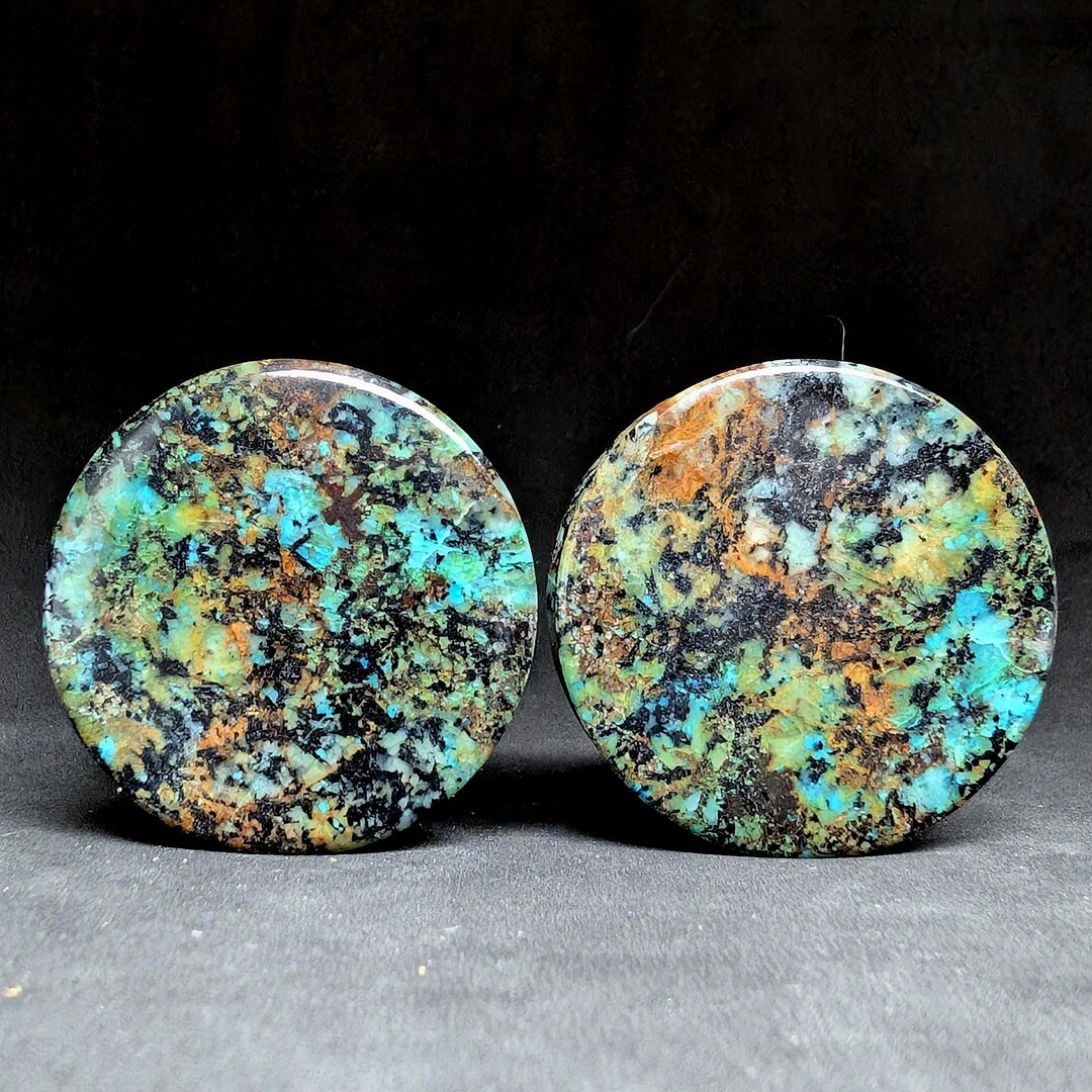 38mm 1.5 Chrysocola in Matrix Stone Plugs / Gauges for Stretched Ears ...