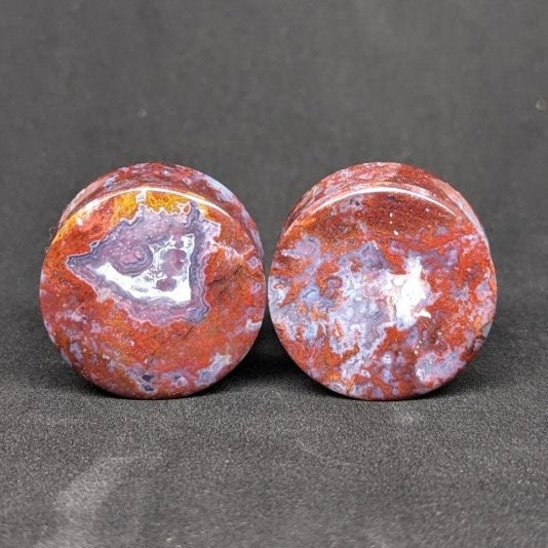 22mm 78 Inch Hungarian Agate Double Flare Plugs Handmade by Austin Plug ...