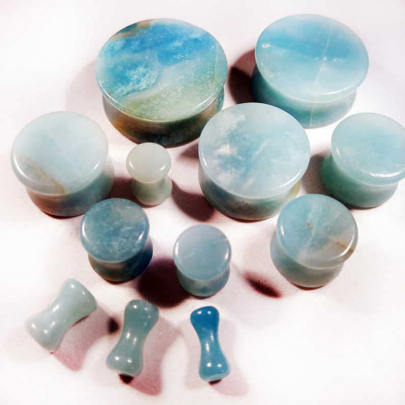 Stone Plugs Gauges Amazonite Stone Plugs Double Flare Body - Etsy