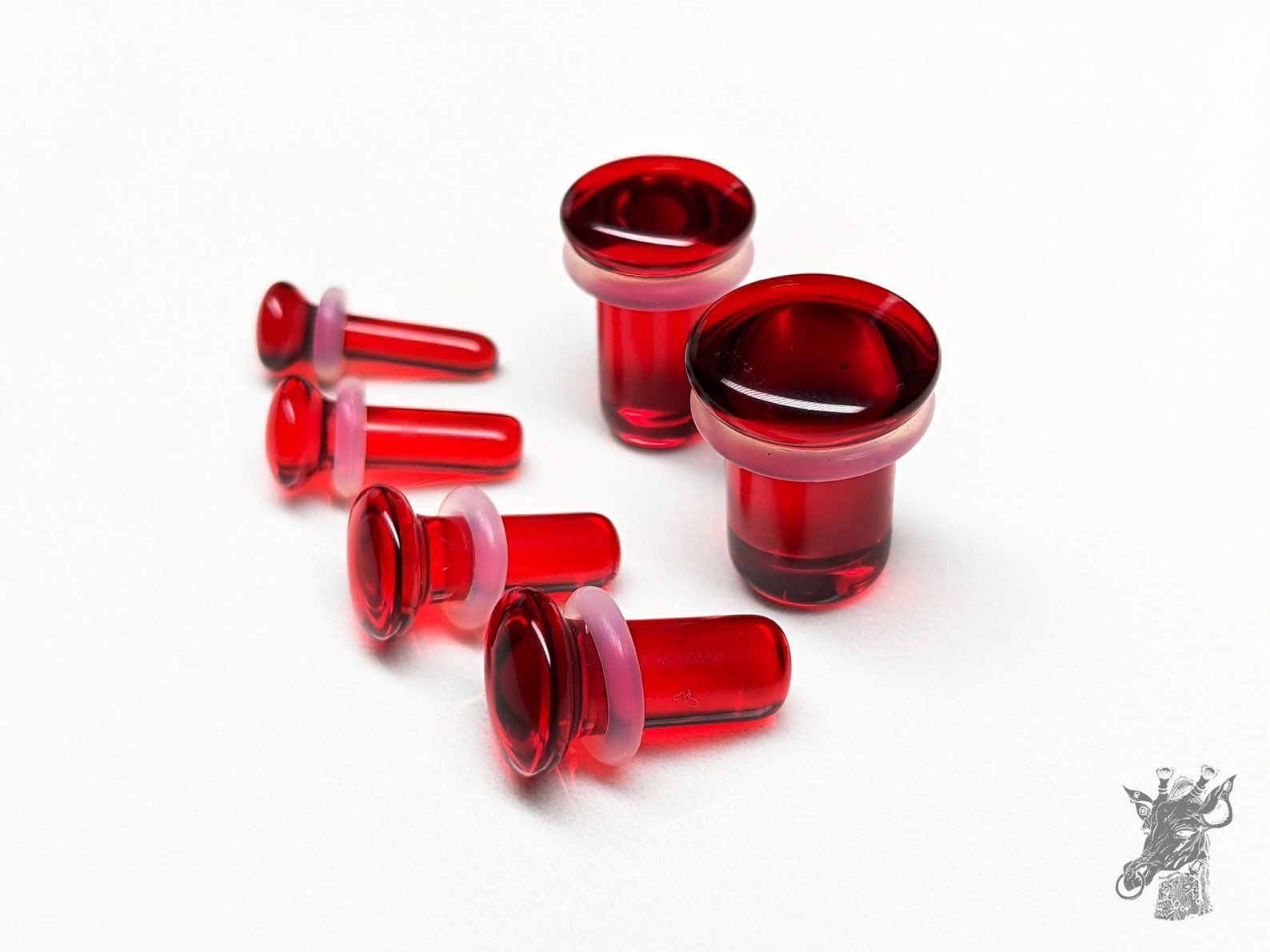 Glass Plugs Gauges Dark Rose/red Glass Plugs Single Flare - Etsy