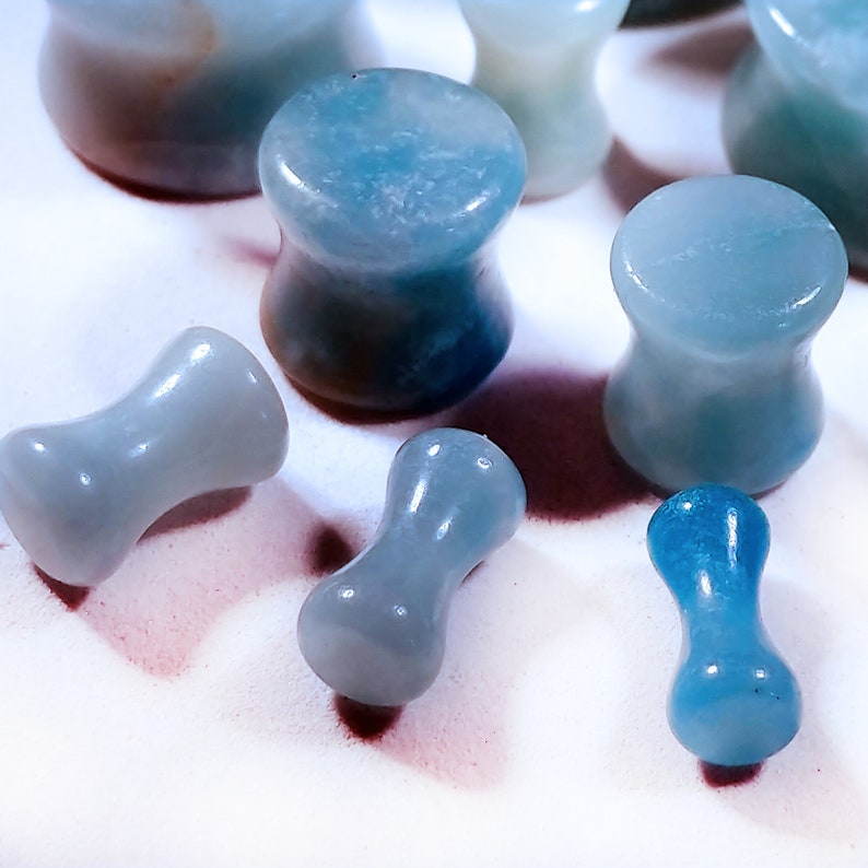 Stone Plugs Gauges Amazonite Stone Plugs Double Flare Body - Etsy