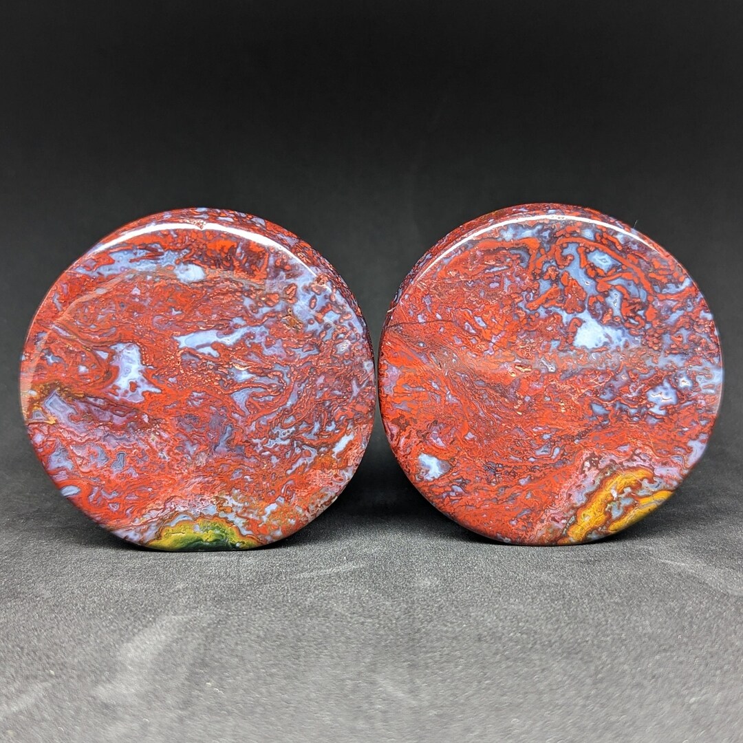 50mm Hungarian Agate Double Flare Plugs. - Etsy
