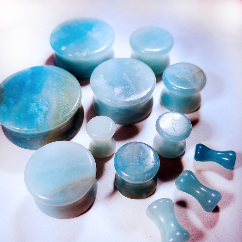 Stone Plugs Gauges Amazonite Stone Plugs Double Flare Body - Etsy