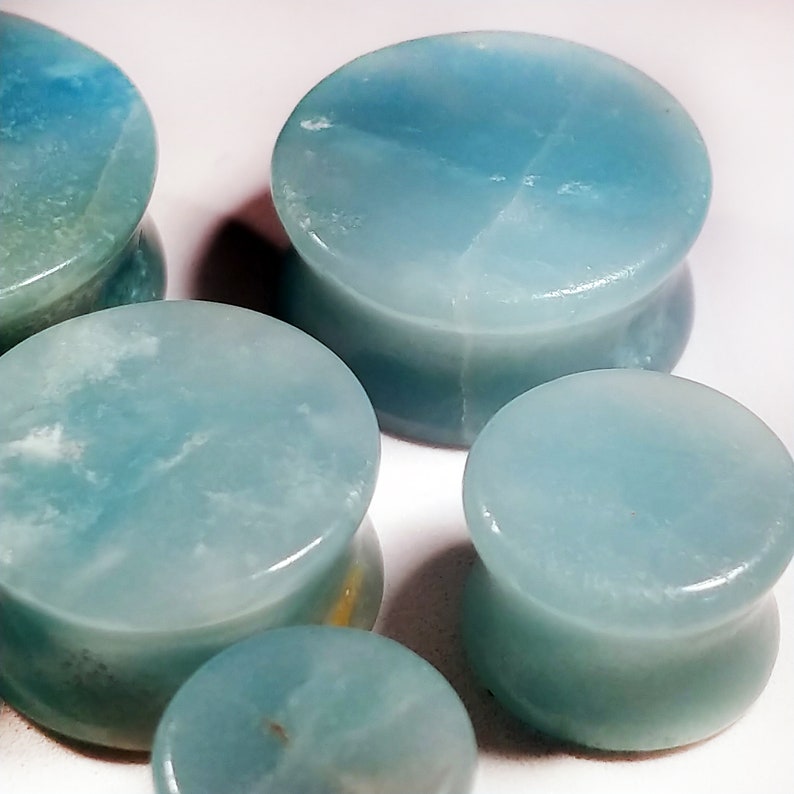 Stone Plugs Gauges Amazonite Stone Plugs Double Flare Body - Etsy