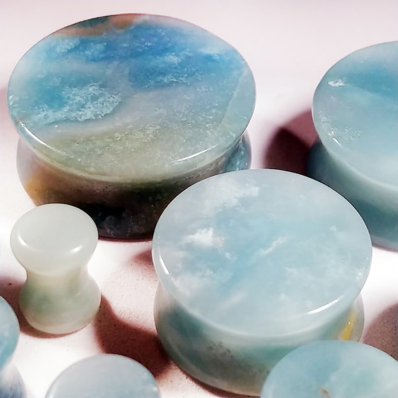 Stone Plugs Gauges Amazonite Stone Plugs Double Flare Body - Etsy