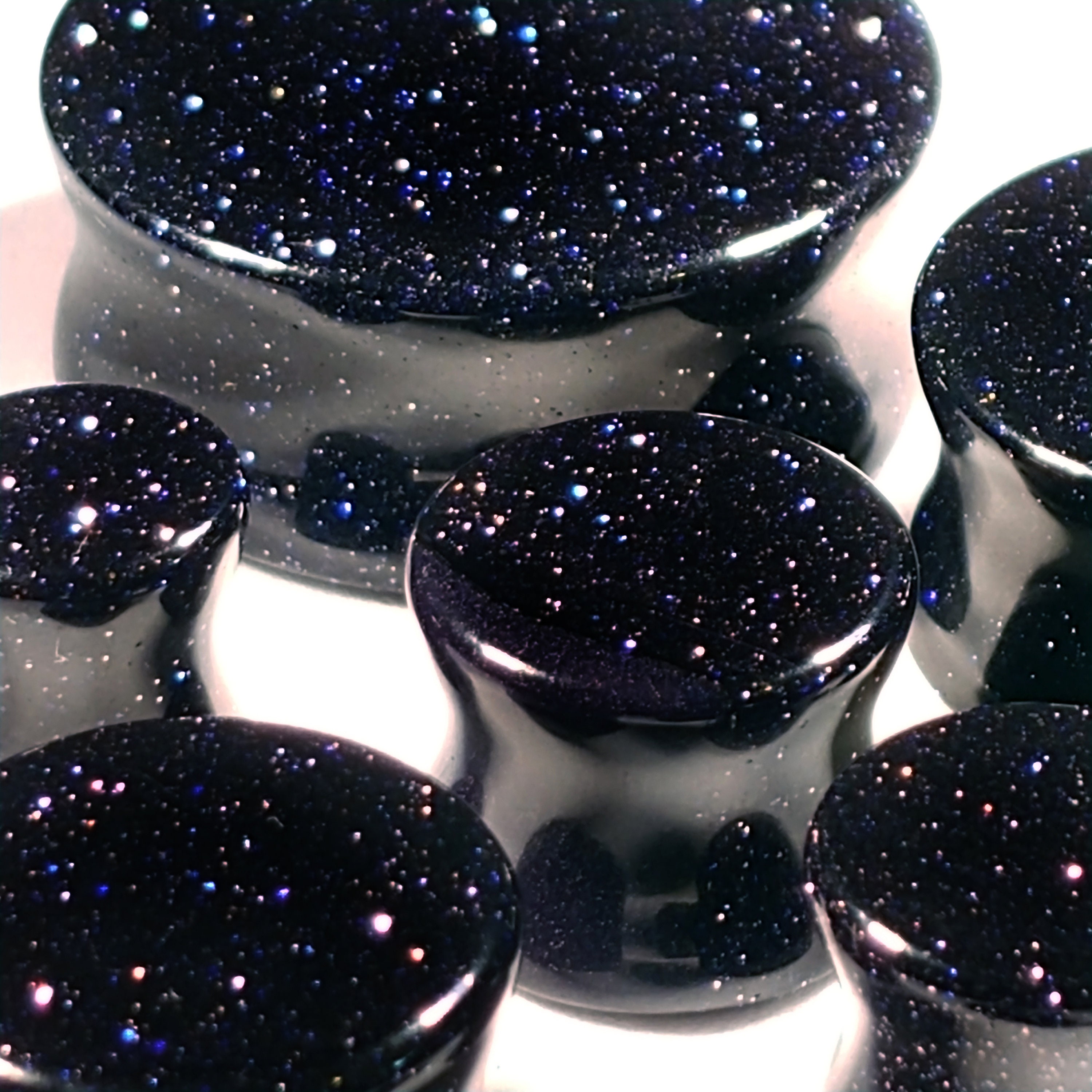 Glass Plugs Gauges blue Goldstone Glass Plugs Double Flare - Etsy