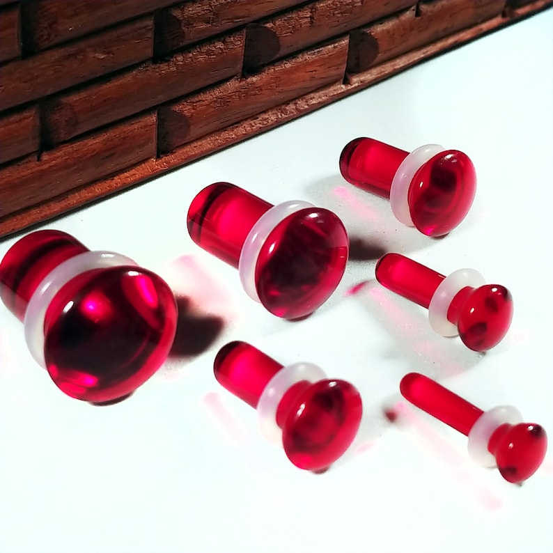 Glass Plugs Gauges Dark Rose/red Glass Plugs Single Flare - Etsy