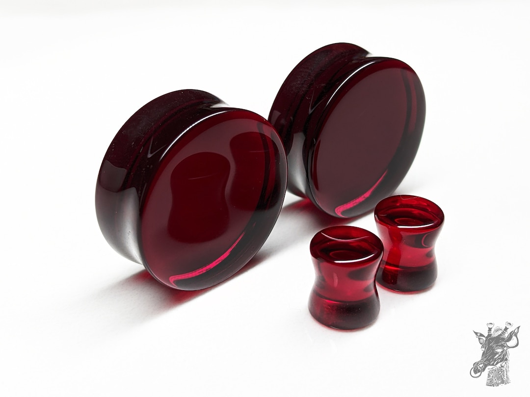 Dark Red Glass Plugs: Double Flare Stretched Ear Jewelry - Etsy