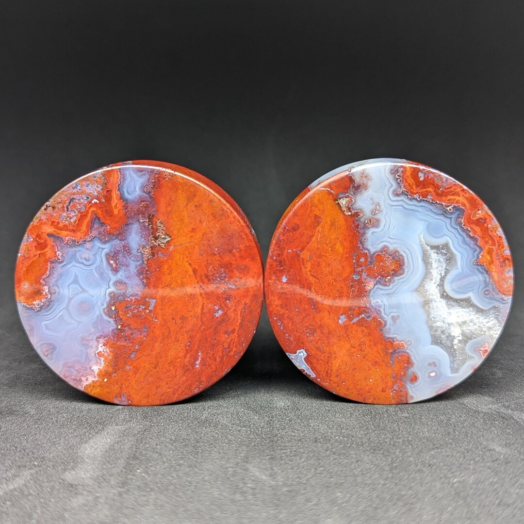 50mm Hungarian Agate Double Flare Plugs. - Etsy