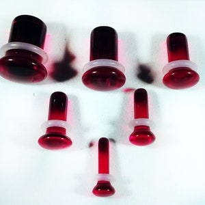 Glass Plugs Gauges - Dark Rose/red Glass Plugs - Single Flare Body ...