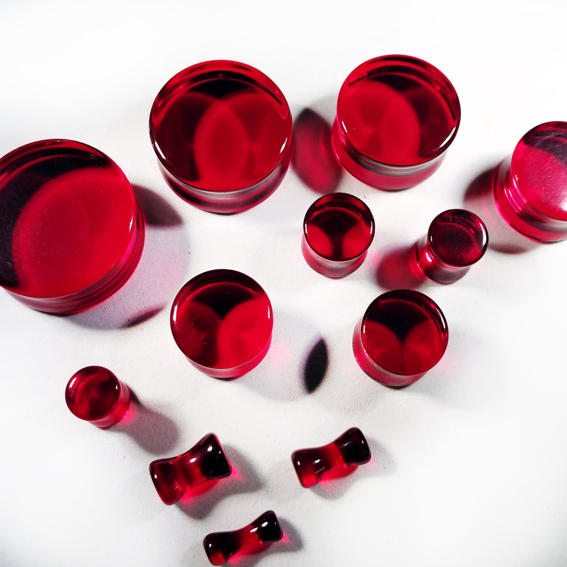 Glass Plugs Gauges Dark Rose/Red Glass Plugs Double Flare | Etsy