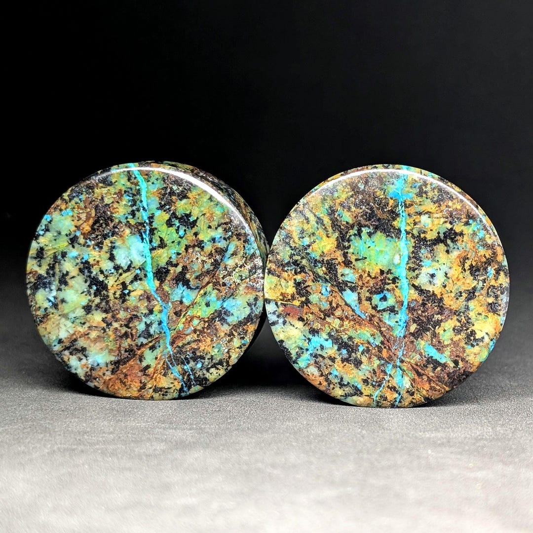 25mm (1") Chrysocola in Matrix Stone Plugs / Gauges for Stretched Ears ...