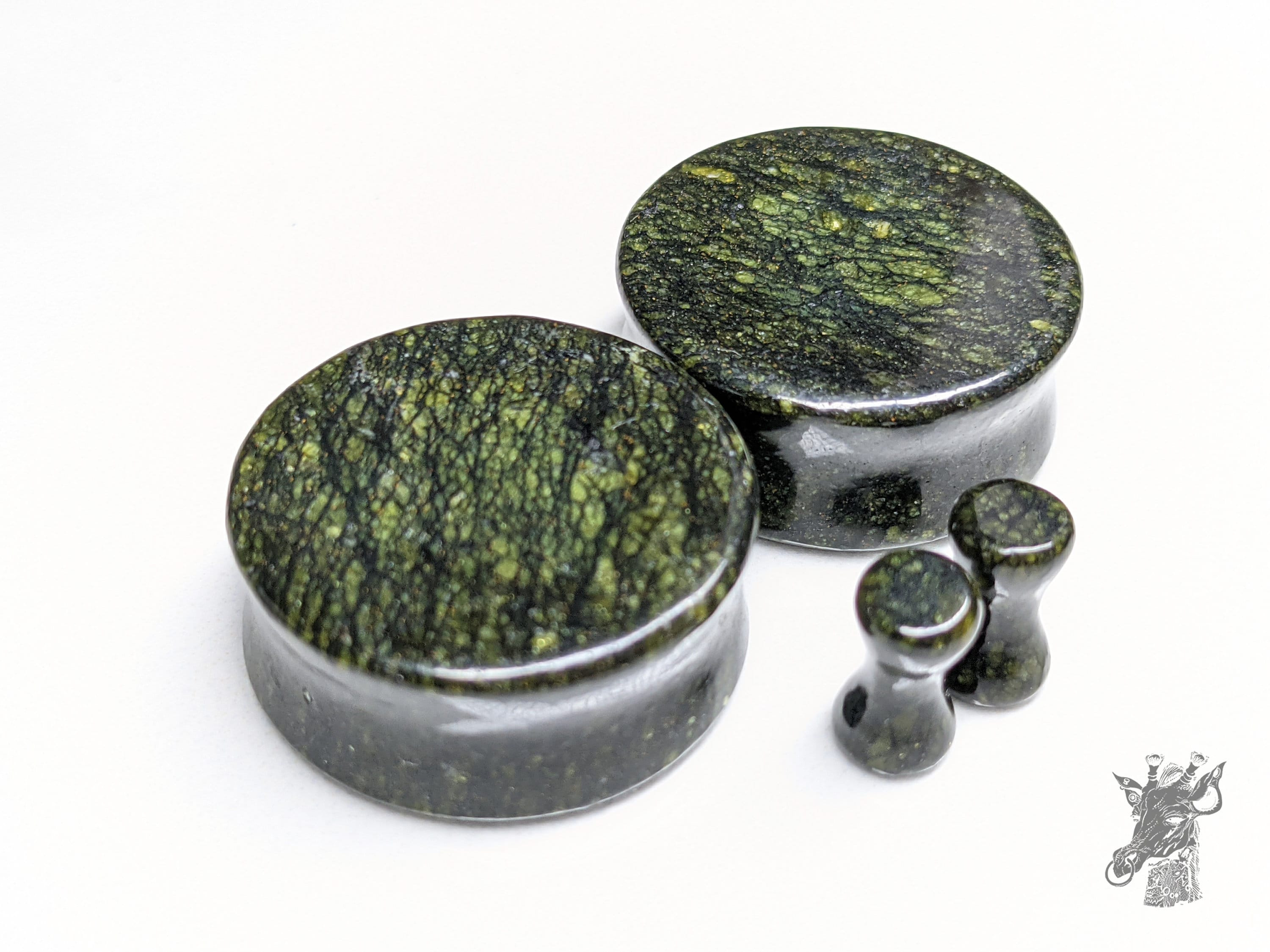 Stone Plugs Gauges Serpentine Jasper Stone Plugs Double | Etsy