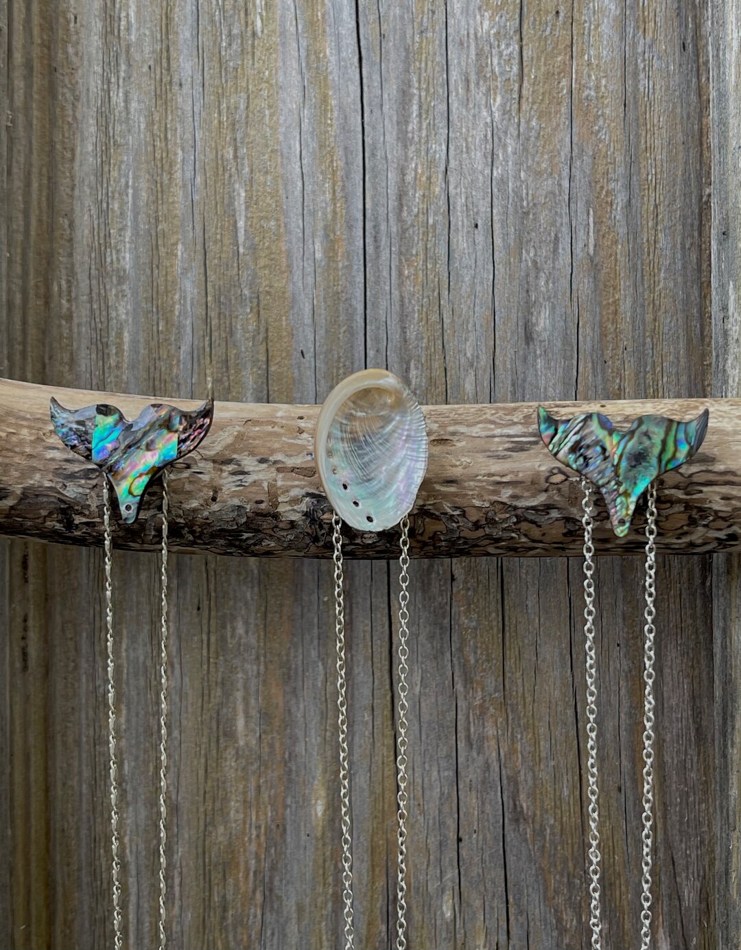 Abalone Seashell Driftwood Wall-mounted Necklace Holder, Boho Necklace ...