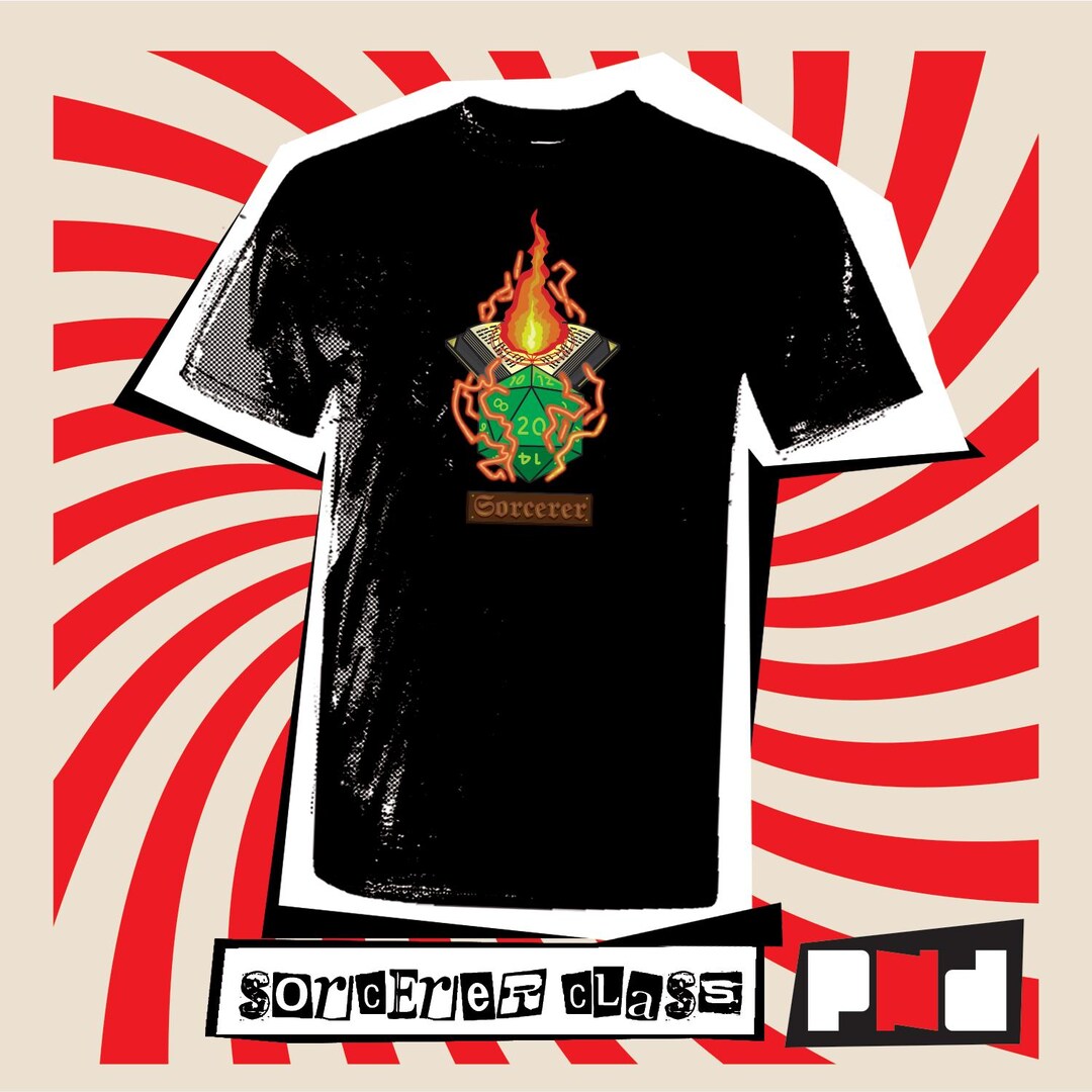 Sorcerer Pyro Dnd Dice T Shirt , Retro Graphic Tee , Dnd T Shirt , Gift ...