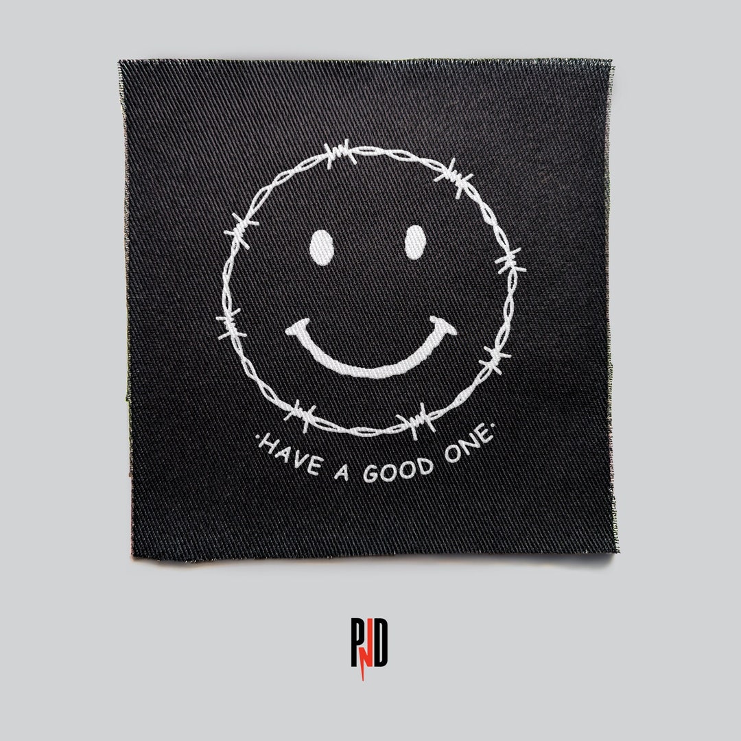 Happy Face, Emote Fabric, Goth, Punk, Patches, Patch, Sew on Patch ...