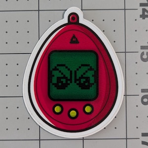Red Tamagotchi Angry Eyes Vinyl Stickers, Videogame Stickers, Cute ...