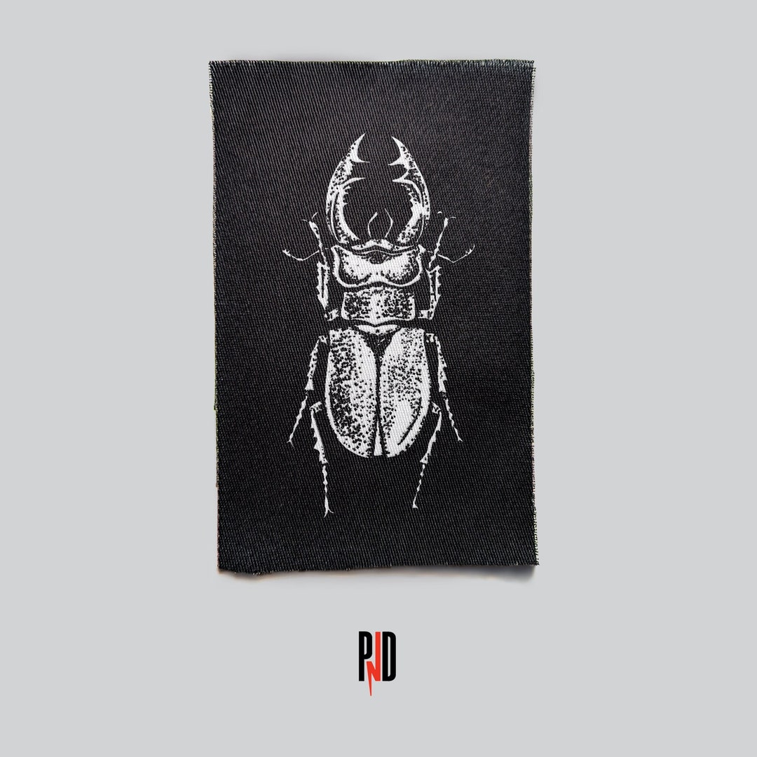 STAG BEETLE Sew on Patch by PUNKNDEAD | Top View Insect Silkscreen Art ...