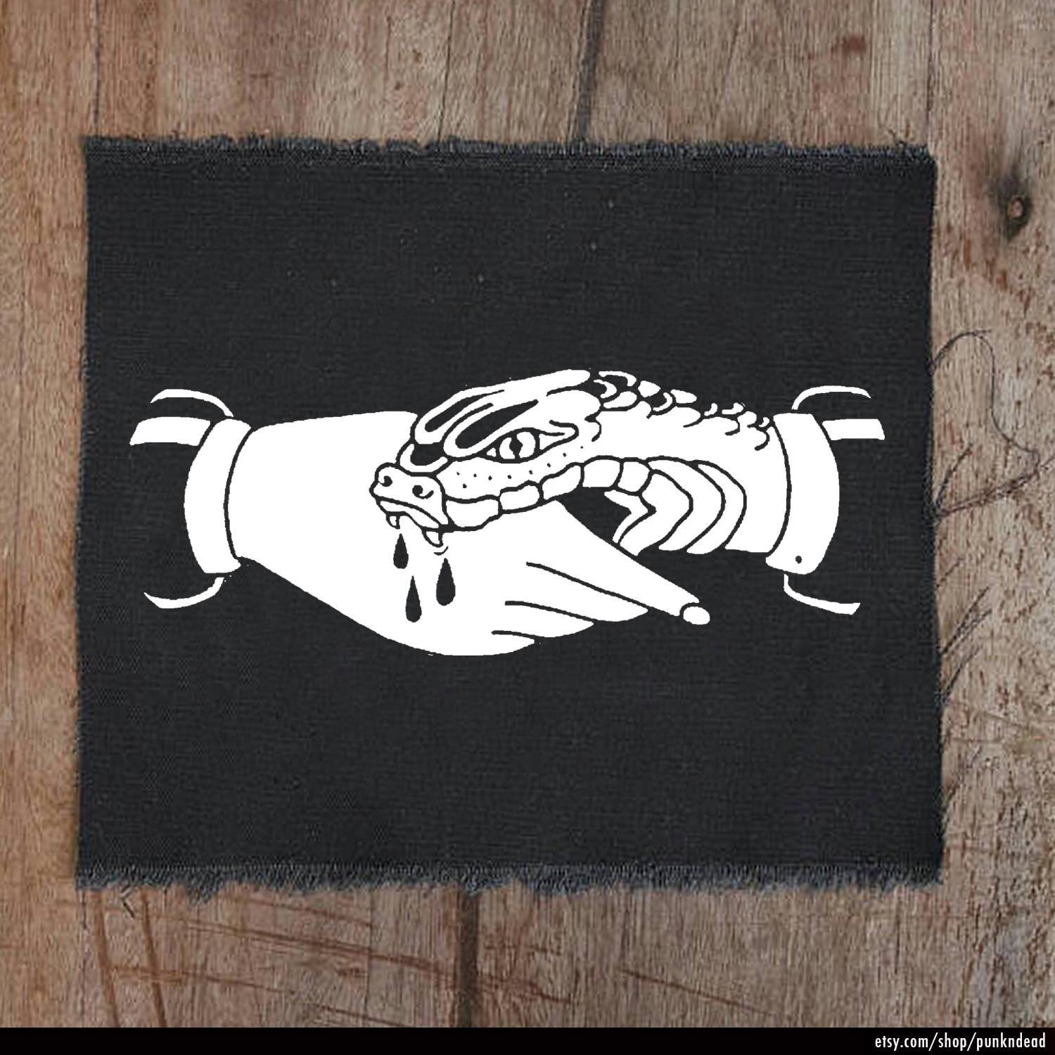 Snake Bites Hand Shake Punk Patches Patch Sew on Patch - Etsy
