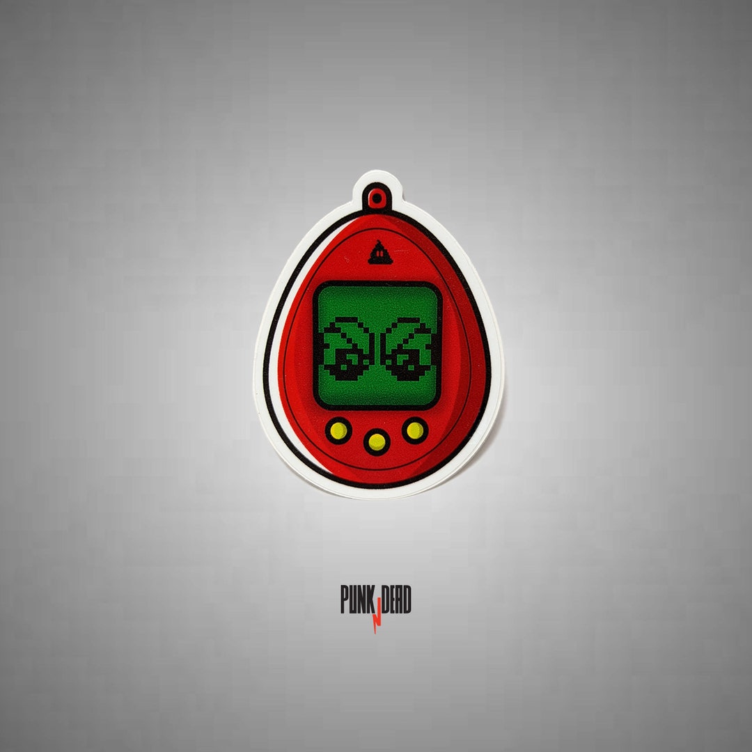 Red Tamagotchi Angry Eyes Vinyl Stickers, Videogame Stickers, Cute ...