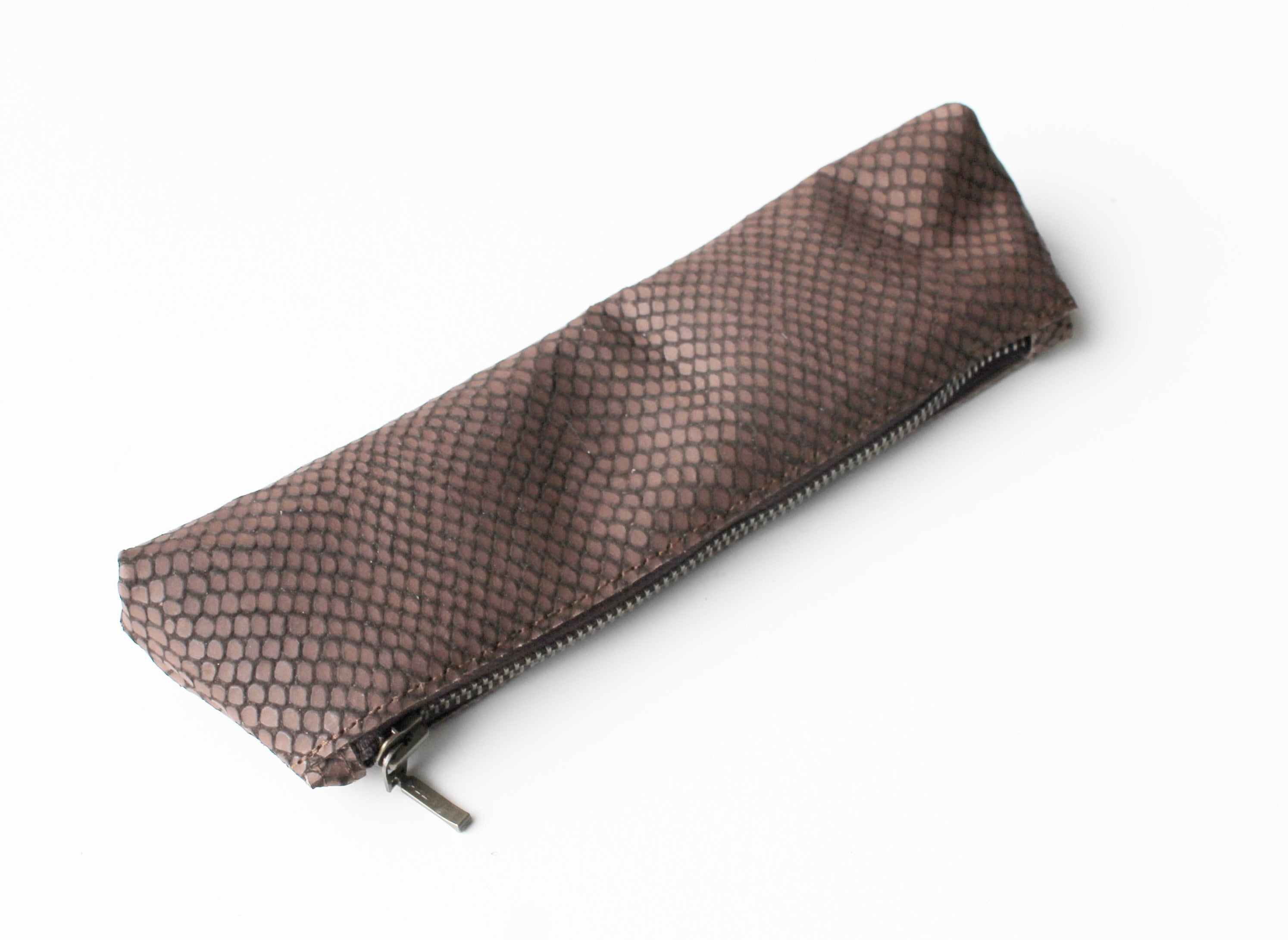 Brown Leather Pencil Case. Reptile Zip Pencil Case. School Accessories ...