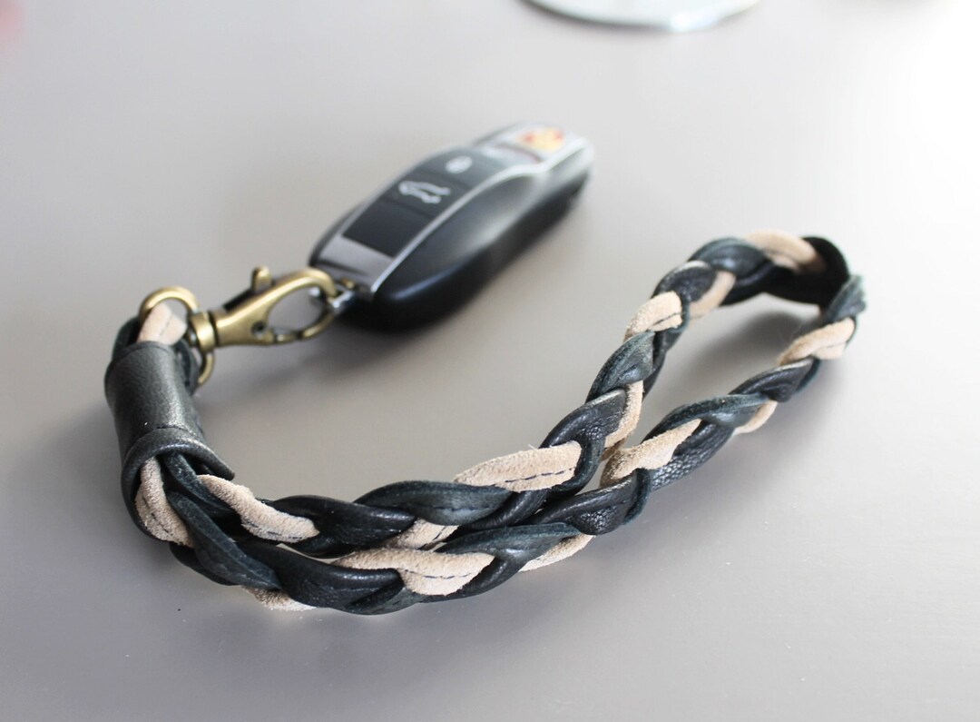 Black Leather Key Loop. Black Boho Style Leather Bag Strap. - Etsy