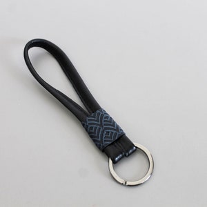 Black Leather Keychain. Chic Key Loop With Feminine Art Deco Touch ...