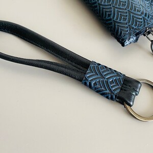 Black Leather Keychain. Chic Key Loop With Feminine Art Deco Touch ...