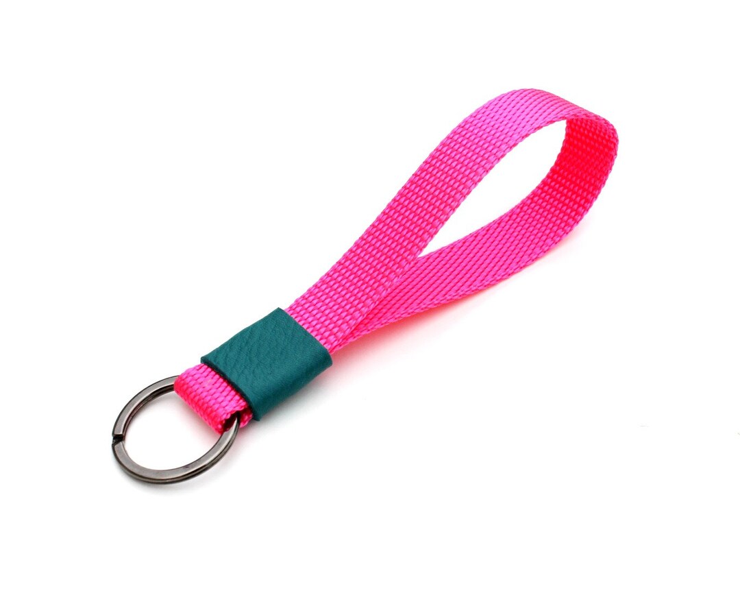 Neon Pink Nylon Keychain Teen Girl Gift Idea - Etsy