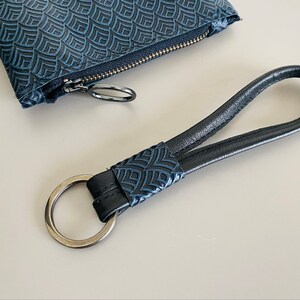 Black Leather Keychain. Chic Key Loop With Feminine Art Deco Touch ...