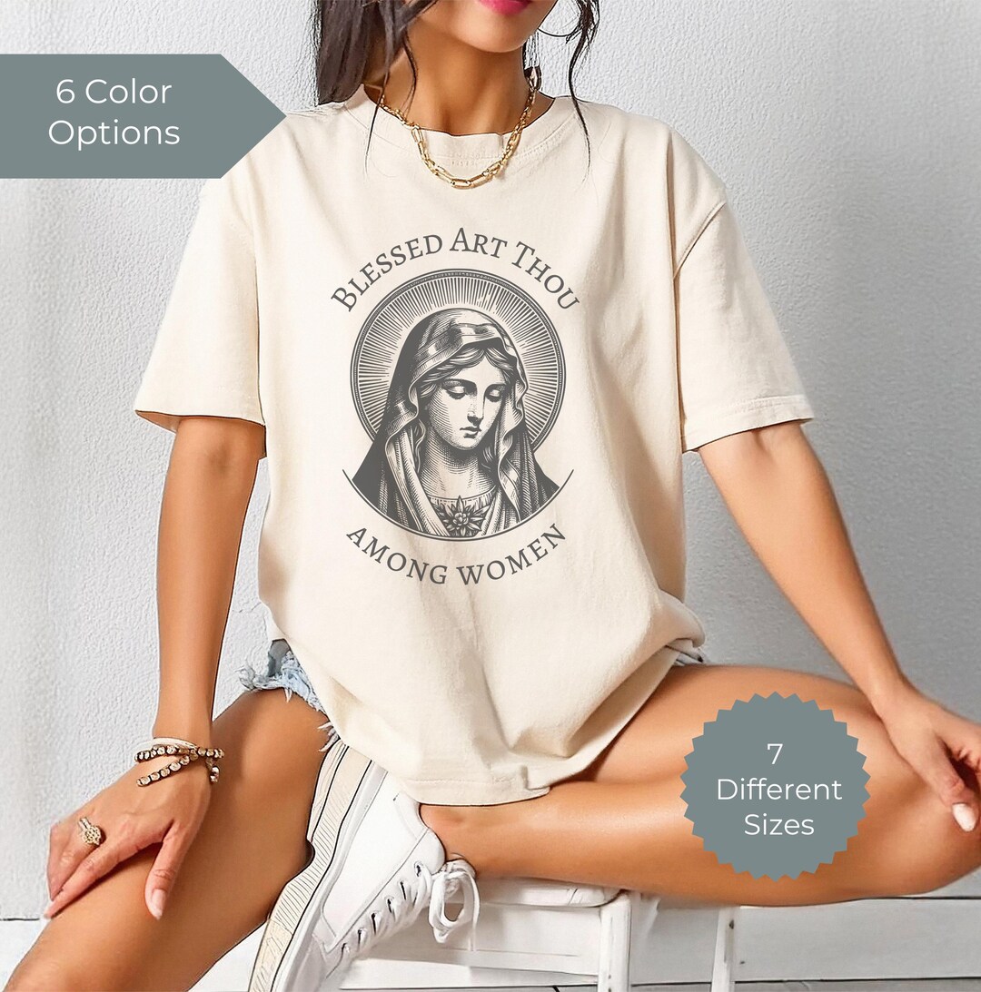 Catholic Tshirt Blessed Mother Shirt Religious Women Devout Wear Virgin ...