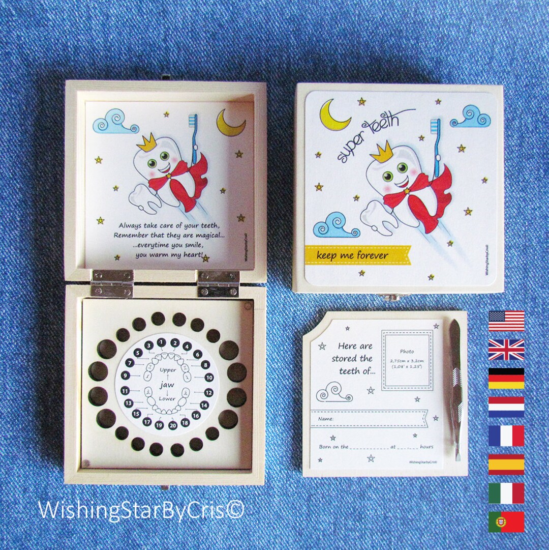 Super Teeth / Tooth Fairy Keepsake Box for Baby's Milk - Etsy