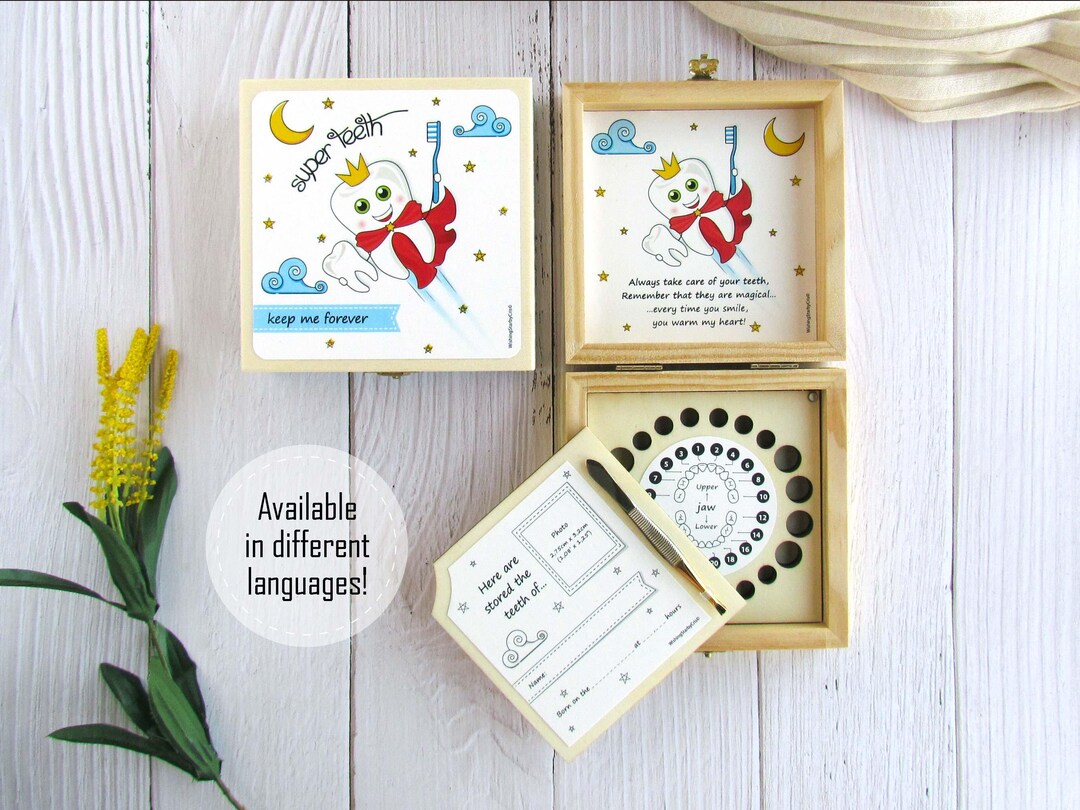 Super Teeth | Personalized Wooden Baby Tooth Storage Box | Tooth Fairy ...
