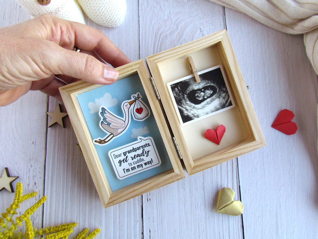 Personalized Pregnancy Announcement. New Baby Reveal Message Box ...