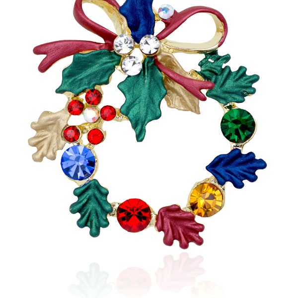 Christmas Wreath Pin - Etsy