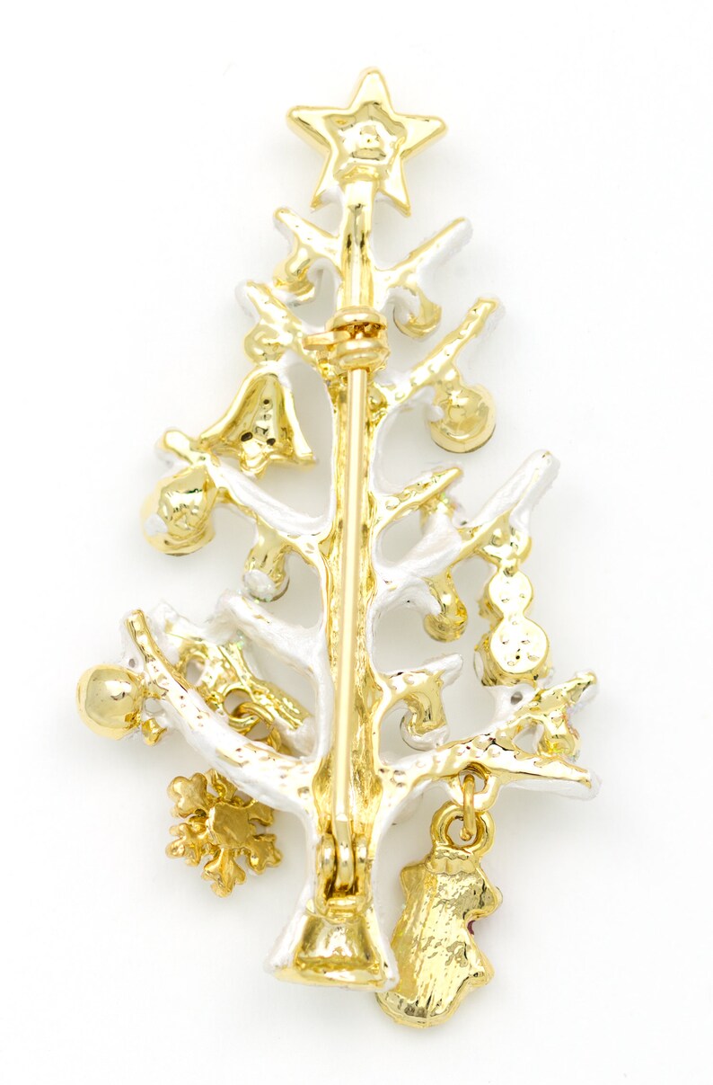 Swarovski Element Crystals Gold Twig Christmas Tree Pin Brooch - Etsy