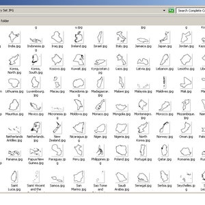 Clip Art Set of Countries in the World Thick Outlines, 220 World ...